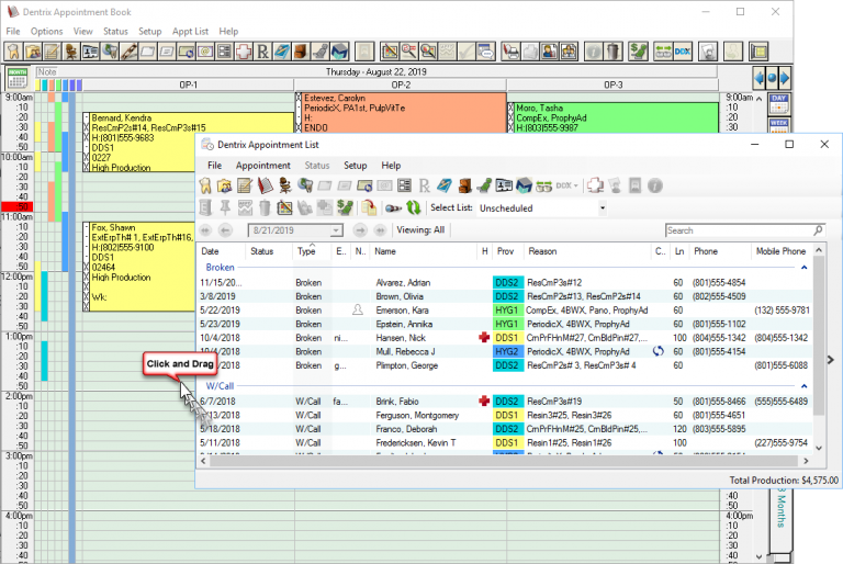 Drag and Drop Appointments from Lists in the Appointment Book | Dentrix ...