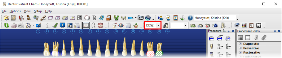 Selecting a Provider in the Patient Chart | Dentrix Canada