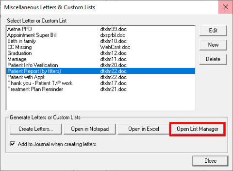 The Dentrix List Manager | Dentrix Canada