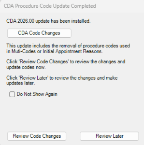 Updating CDA Codes in Dentrix for 2026 | Dentrix Canada