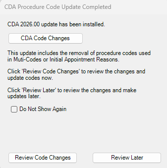 Updating CDA Codes in Dentrix for 2026 | Dentrix Canada